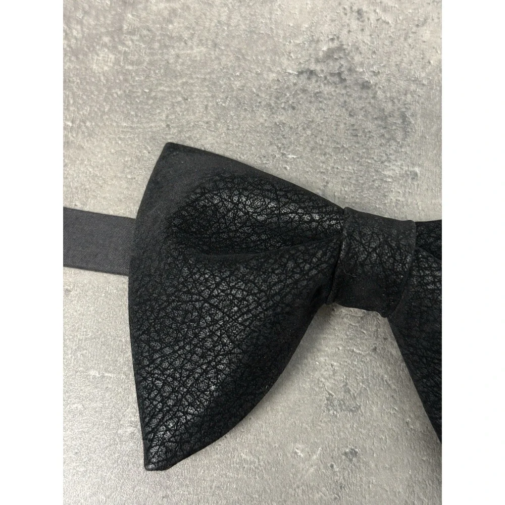 Handmade | Accessories | Handmade Black Faux Leather Bow Tie Vintage ...